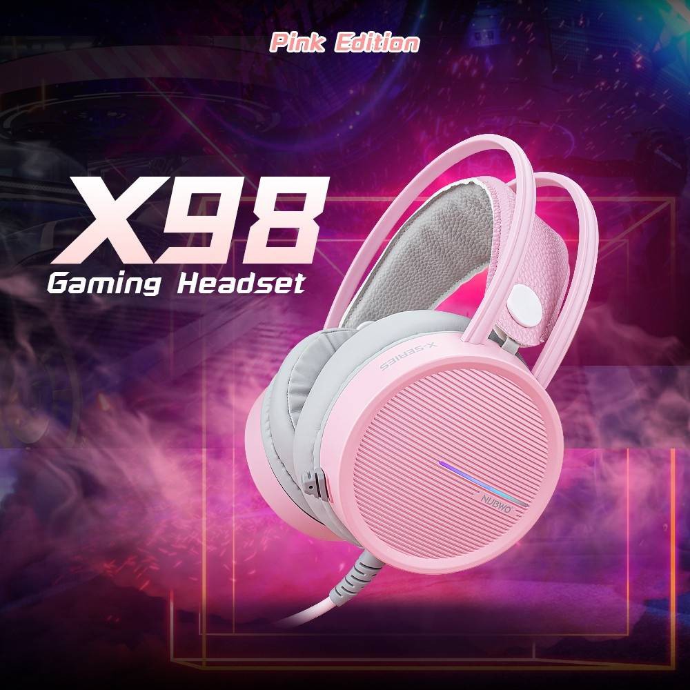 Nubwo X98 Gaming Headset 7.1 Virtual. หูฟังเกมมิ่ง USB 2.0 Pink Edition ...