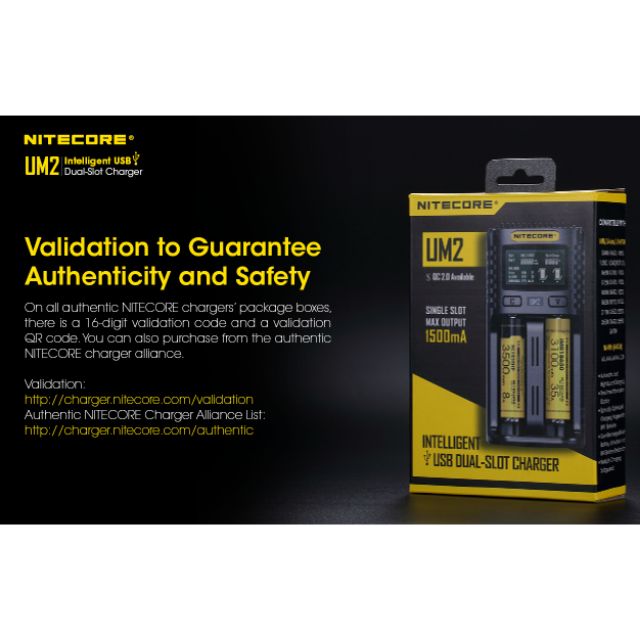 100% Original Nitecore UM2 USB QC Battery Charger Intelligent Circuitry Global | Shopee Thailand