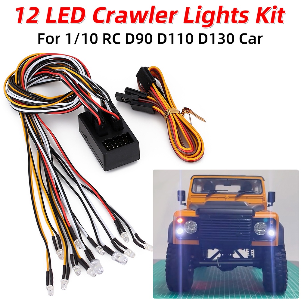ชุดไฟแฟลช LED 12 ดวง อุปกรณ์เสริม สําหรับรถไต่หินบังคับ 1/10 D90 D110 ...
