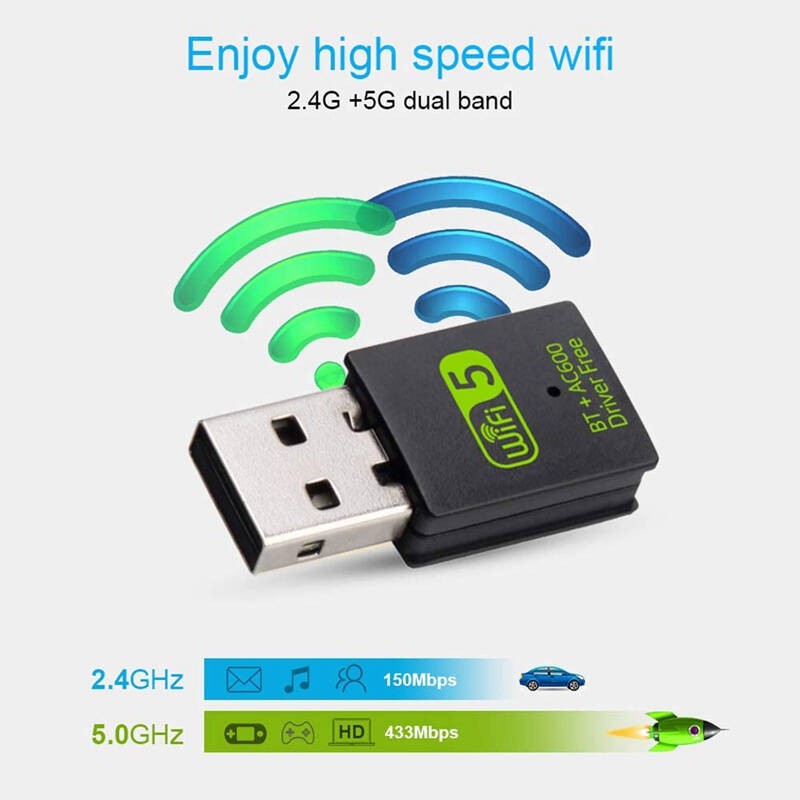USB WiFi BT+AC600 Bluetooth Adapter 600Mbps Dual Band 2.4G / 5G Hz ...