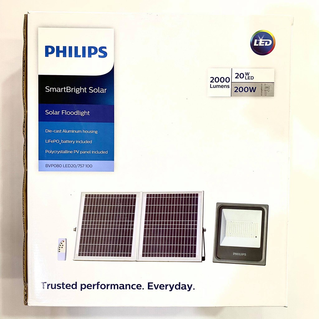 Philips ไฟสปอทไลท์ พลังงานแสงอาทิตย์ ฟิลิปส์ SmartBright Solar Flood Light BVP080 LED 20W LED ...