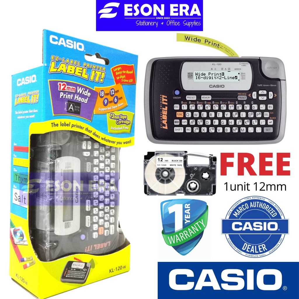Casio KL-120 EZ เครื่องพิมพ์ฉลาก รับประกัน 12 เดือน | Shopee Thailand