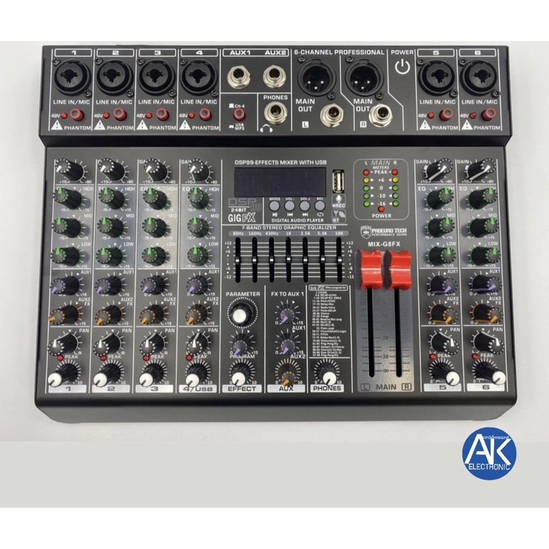 MIXER มิกเซอร์ PROEUROTECH MIX G8FX คาราโอเกะ เอฟเฟค บลูทูธ USB เครื่อง ...