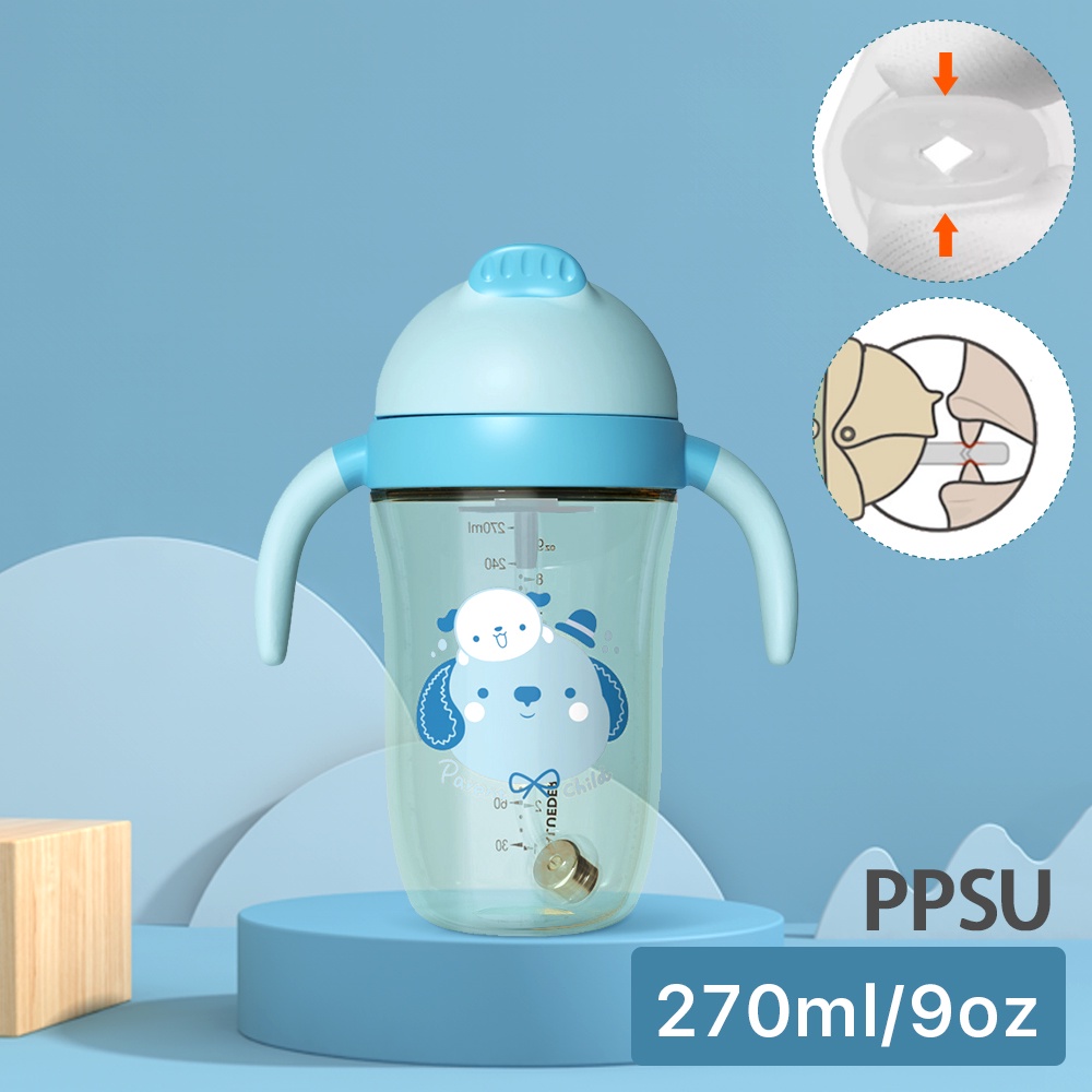 sippy cup 180ml/270ml แก้วน้ำหัดดื่ม กันสำลัก หลอดหัดดูดไม่ดูดไม่ไหล ขวดน้ำเด็กน่ารักทรงเพนกวิน ...
