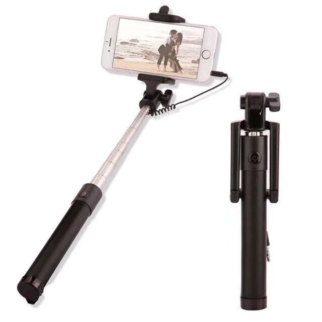 Wired Extendable Mobile Phone Remote Shutter Phone Holder Selfie Stick ...