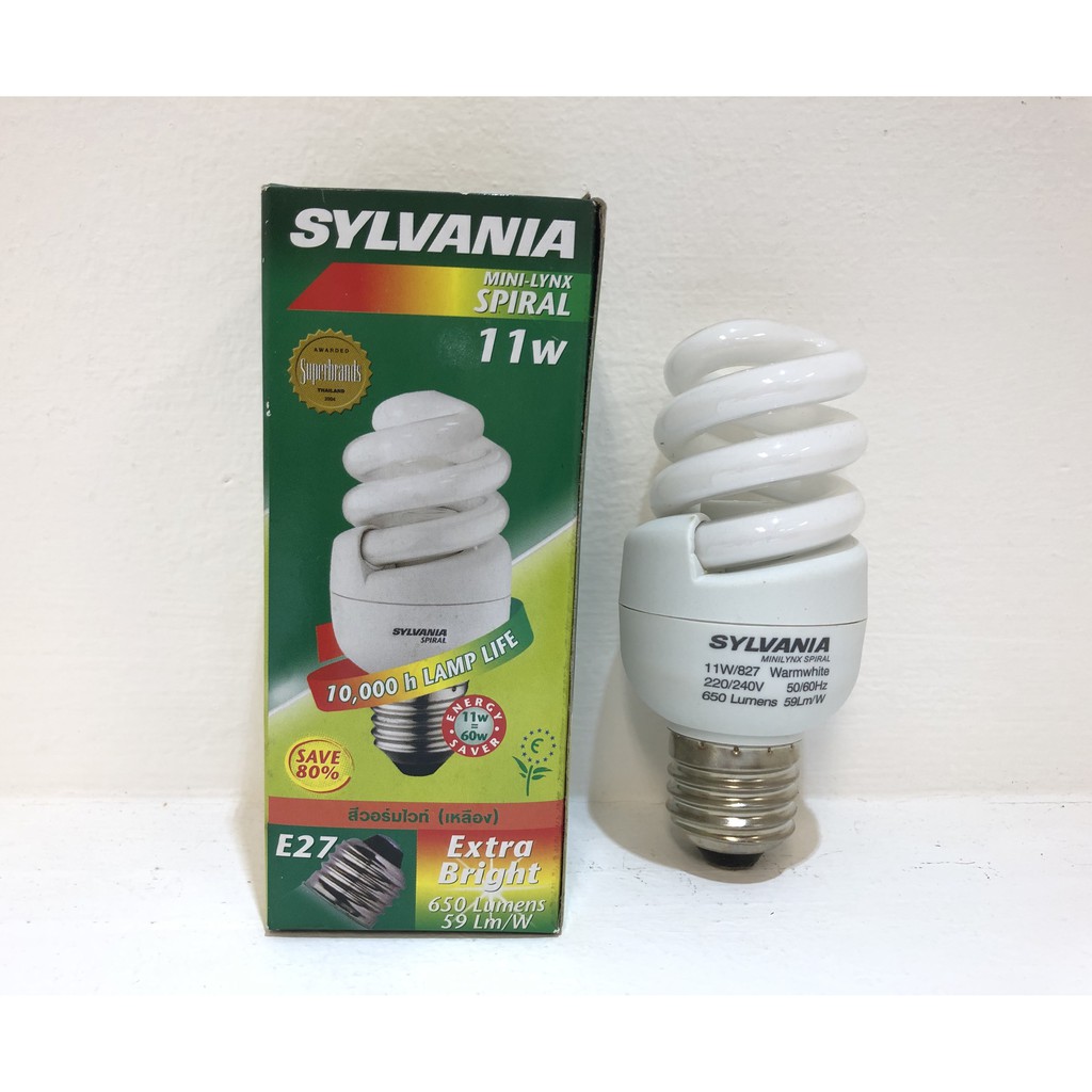 หลอดไฟ SYLVANIA MINI-LYNX SPIRAL 11W E27 ( แพค 6 ดวง ) | Shopee Thailand