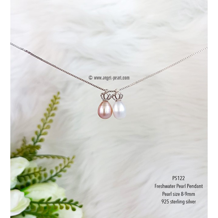 [PS122] จี้ไข่มุกแท้ทรงหยดน้ำ ขนาด 8-9mm เงินแท้ 925 | Shopee Thailand