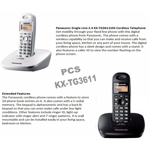 Panasonic KX-TG3611BX /TG3551 โทรศัพท์ไร้สาย รุ่น 2.4GHz TG3611 ราคาถูกมาก โทรศัพท์บ้าน ออฟฟิศ ...