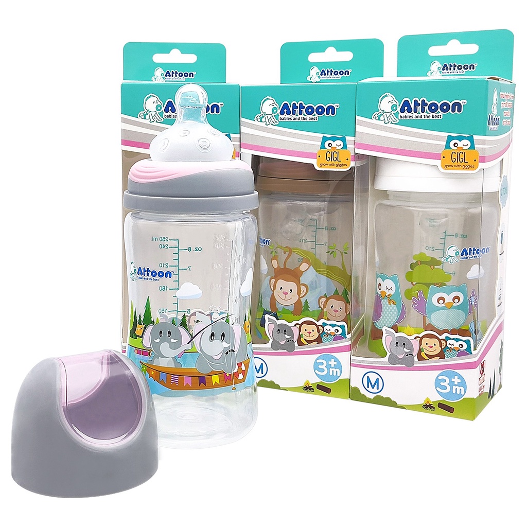 ขวดนม Attoon Hygienic 2 tone คอกว้าง GIGLE 8 ออนซ์ | Shopee Thailand