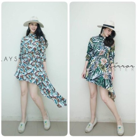 เดรสลายดอก ทรงเก๋ issakan | Shopee Thailand