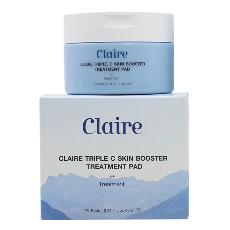 Claire Triple C Skin Booster Treatment Pad 80ml. (70 แผ่น) เซรั่มแผ่น เคลียร์สิวอุดตัน รอยดำ ...