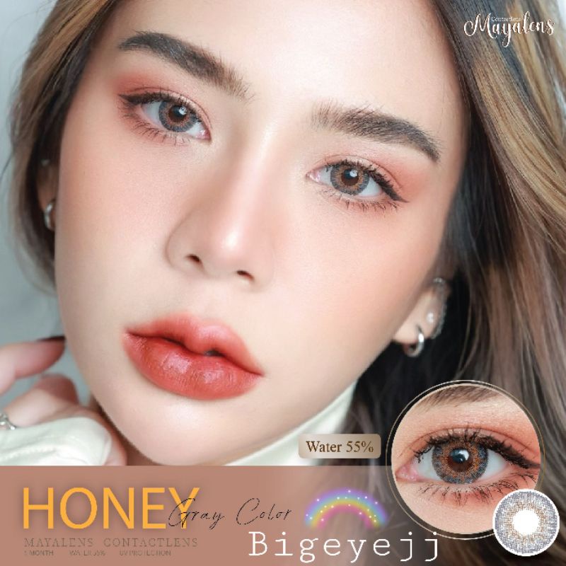 (บิ๊กอายตาโต) คอนแทคเลนส์ สีเทา Honey Gray แบรนด์ Mayalens เลนส์นิ่มมาก ค่าน้ำ55% | Shopee Thailand