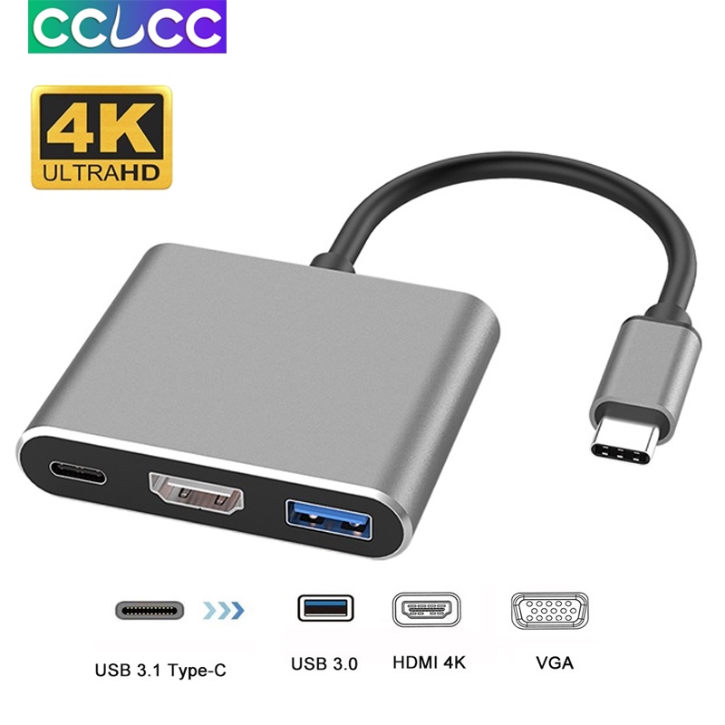 อะแดปเตอร์ฮับ USB C เป็น HDMI Type C OTG 3 in 1 พร้อม 4k HDMI และ PD ชาร์จเร็ว USB C เป็น HDMI ...