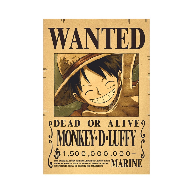โปสเตอร์กระดาษคราฟท์ ลาย one piece wanted wanted poster luffy gear 5 ...