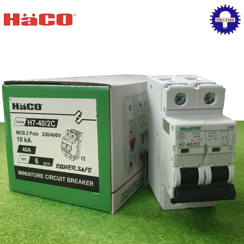 ลูกเซอร์กิต HACO MCB H7-40/2C 2P 40A 230/400V Miniature Circuit Breaker ...