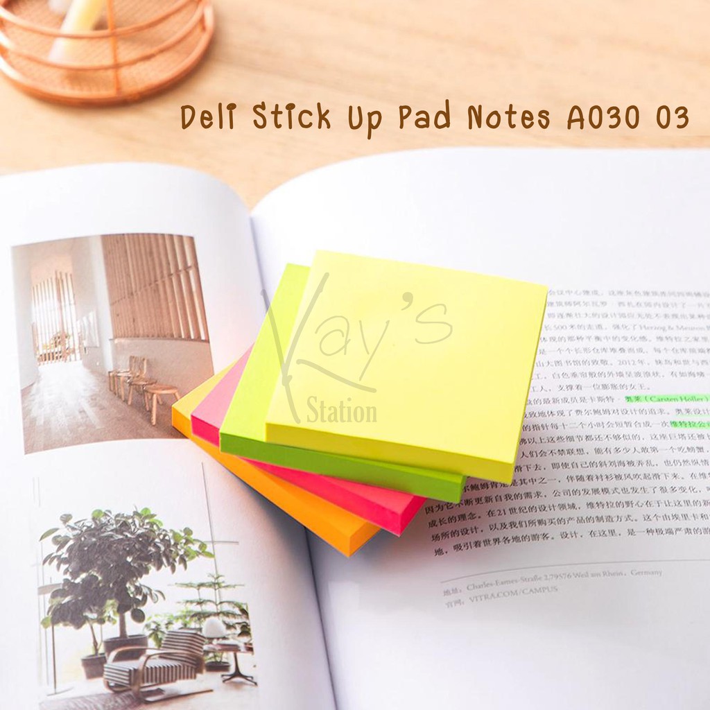 Deli Stick Up Pad Notes A030 03 กระดาษโน๊ตสีนีออน กระดาษโน๊ต มีกาวในตัว ...