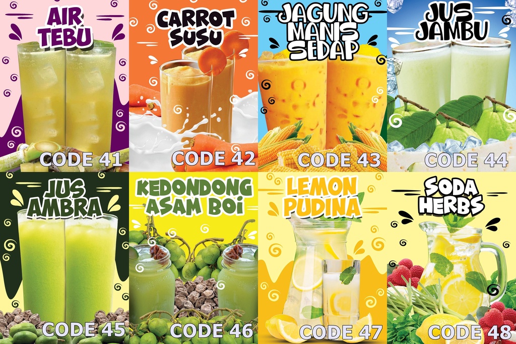 สติ๊กเกอร์ Air Balang Stiker Jus Buah Kelap Teh Ais Green Tea Label ...