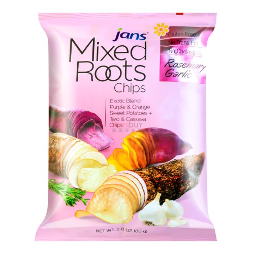 Jans Mixed Roots Chips Rosemary Garlic 80g. แจนส์มิกซ์รูทส์ชิปส์โรสแมรี ...