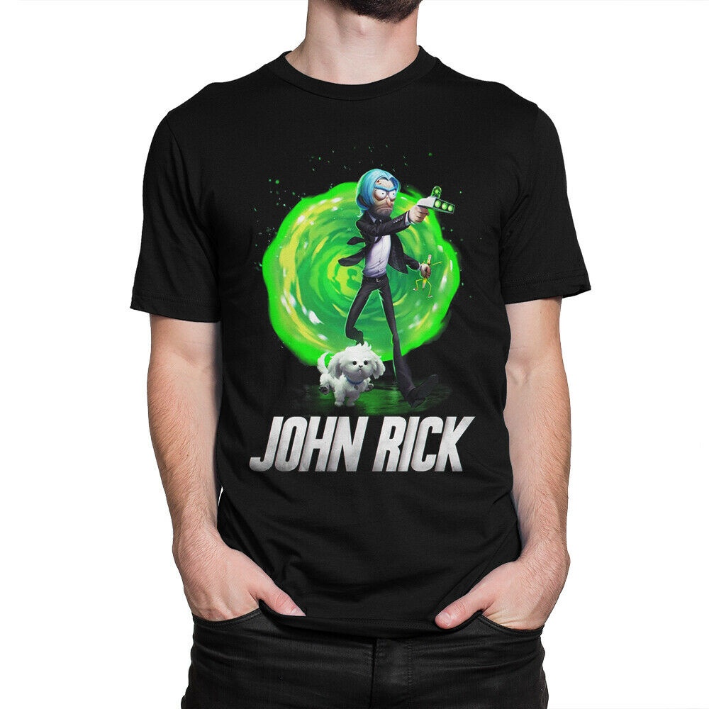 ผ้าฝ้ายแท้【COD】 เสื้อยืดคอกลม ผ้าฝ้าย พิมพ์ลาย John Rick Funny Rick ...