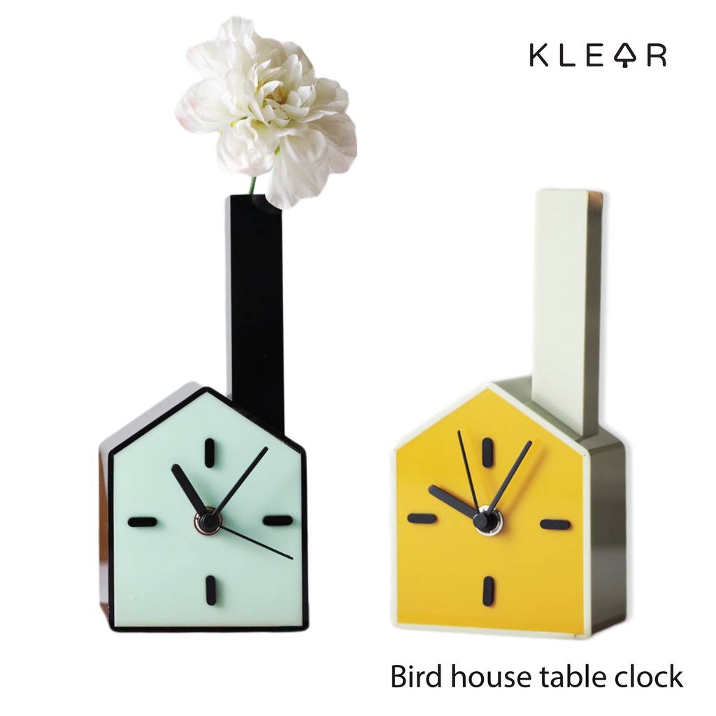 KlearObject Bird house table clock นาฬิกาตั้งโต๊ะ นาฬิกาแขวนผนัง เป็นแจกันดอกไม้ในตัว นาฬิกาอะคร ...