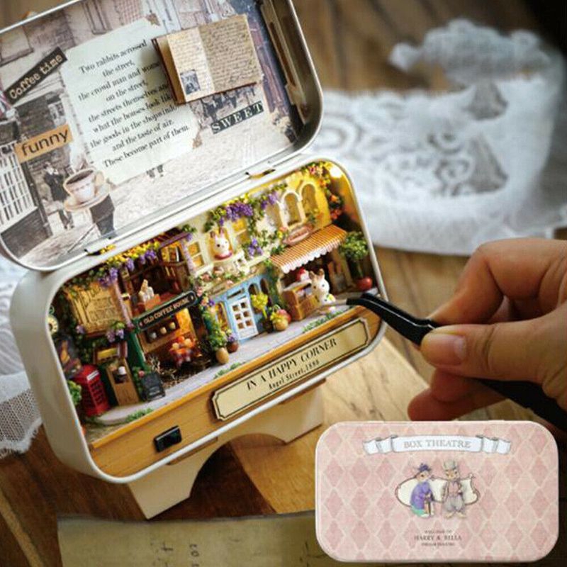 3D Wooden DIY Handmade Box Theatre Dollhouse Miniature Box Cute Mini ...
