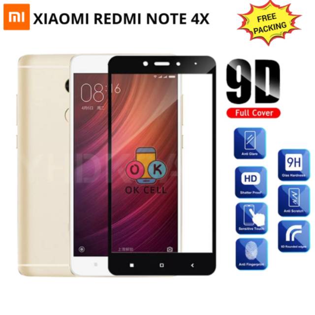 Layar กระจกนิรภัย 5D.9D แบบเต็มหน้าจอ Redmi Note 4/4x TG ตัวป้องกันหน้าจอป้องกันรอยขีดข่วนระดับ ...