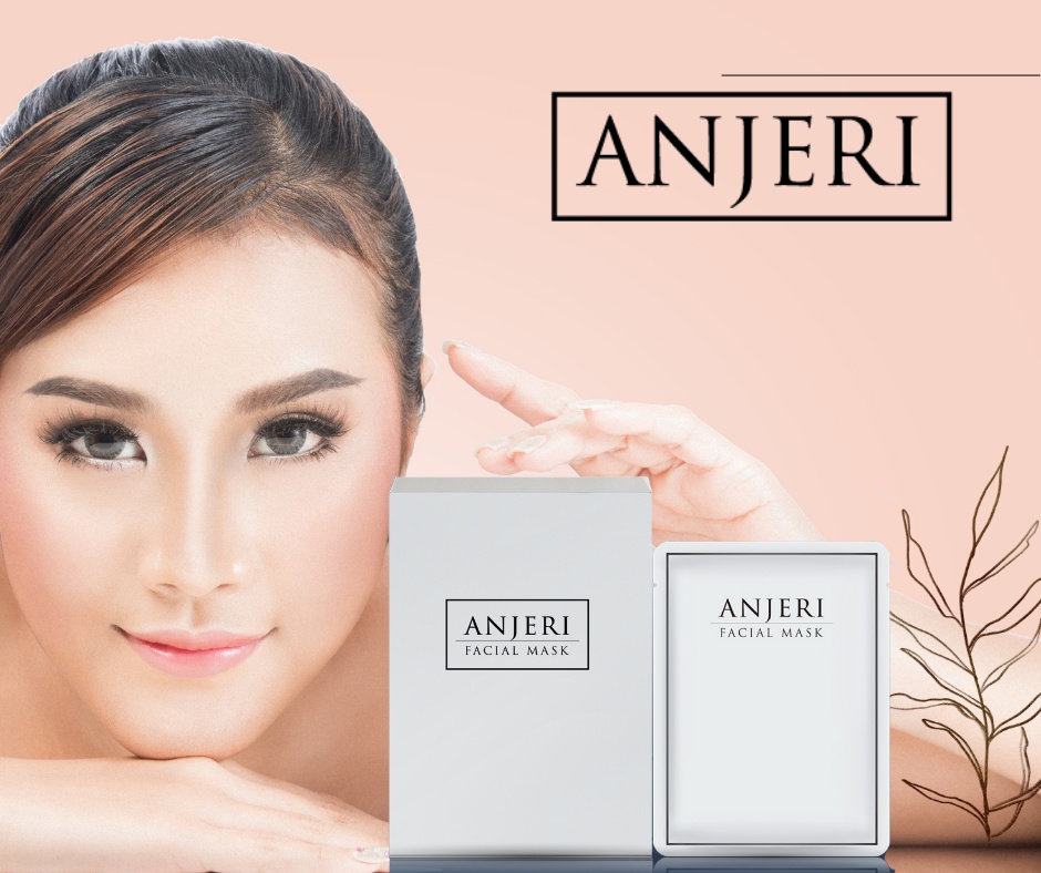 แผ่นมาสก์หน้า Anjeri Facial Mask แบบกล่องรุ่นแรก สูตรธรรชาติเข้มข้นด้ว ...
