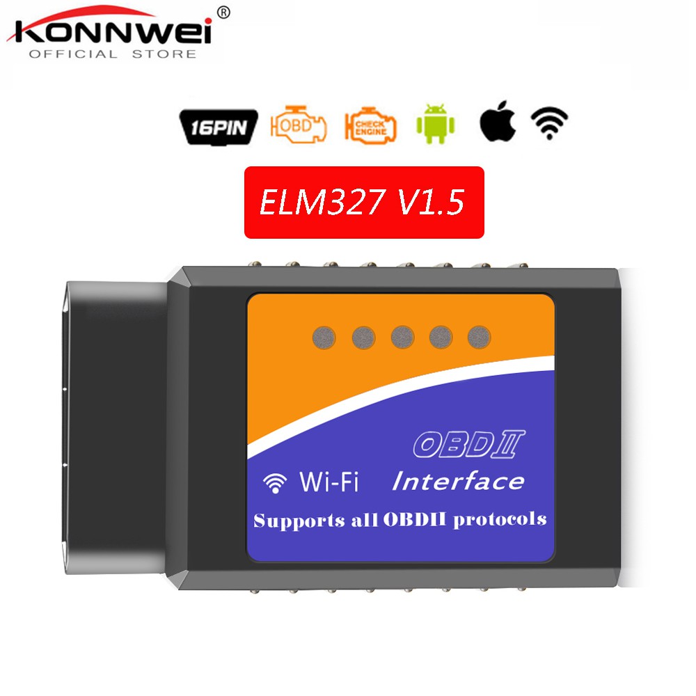 Elm327 เครื่องสแกนเนอร์วินิจฉัยรถยนต์ Wi-fi OBD2 V1.5 พร้อมชิป Elm 327 Wifi OBD สําหรับ IOS ...