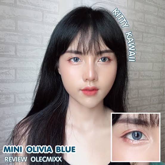 Mini Olivia Blue (สีฟ้า) KITTY KAWAII คอนแทคเลนส์รายเดือน มีค่าสายตาถึง -6.00 | Shopee Thailand