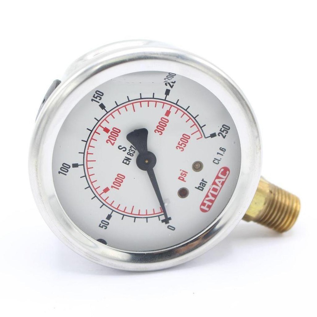 HYDAC เกจวัดแรงดันแบบมีน้ำมัน 250 บาร์ MANOMETER NG63-250-1/4 BSP/T ...