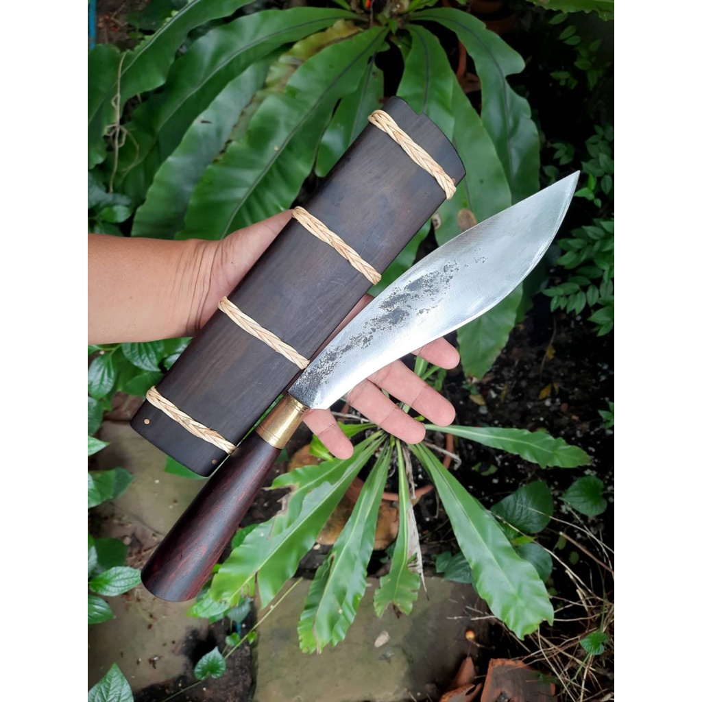 มีดเหน็บ อีเหน็บ (E-Nep) มีดเดินป่า มีดหมอ มีดแคมป์ 9.1” SUP9 ตีร้อนชุบแข็ง ผิวไฟ ด้ามฝักพะยูง ...
