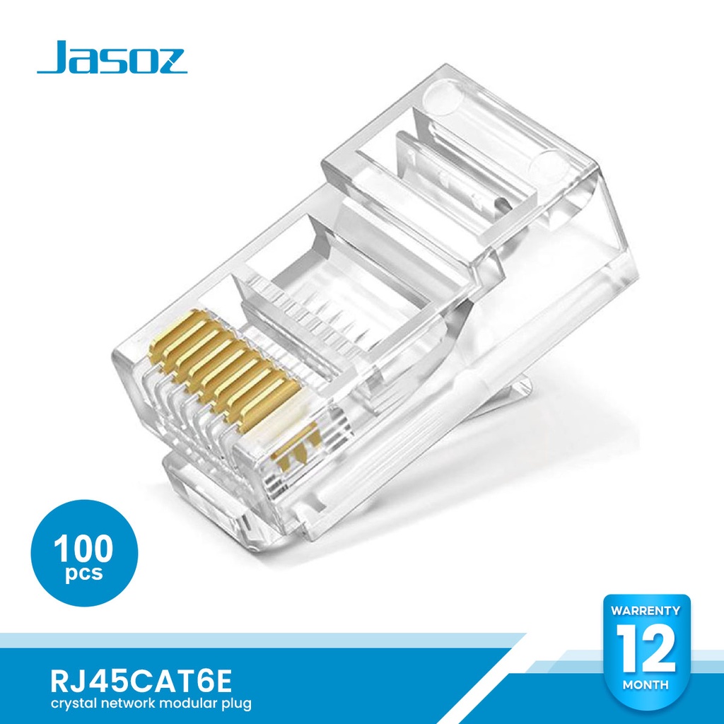 Jasoz หัวแลน cat6 Modular Plug Cat6 หัวแลน ตัวผู้ (100หัว/กล่อง ...