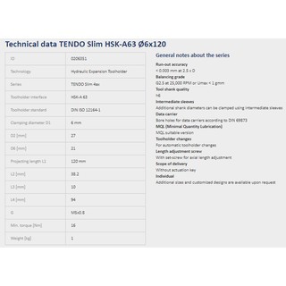 หัวจับทูล CNC TENDO Slim HSK-A63 Ø6x120 (0206351) | Shopee Thailand
