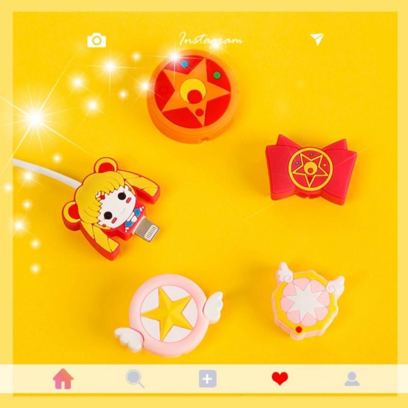 Cable bite Sailor moon Set ตัวถนอมสายชาร์จ Cable protector ถนอมสาย ถนอมสายชาร์จ กันหัก | Shopee ...