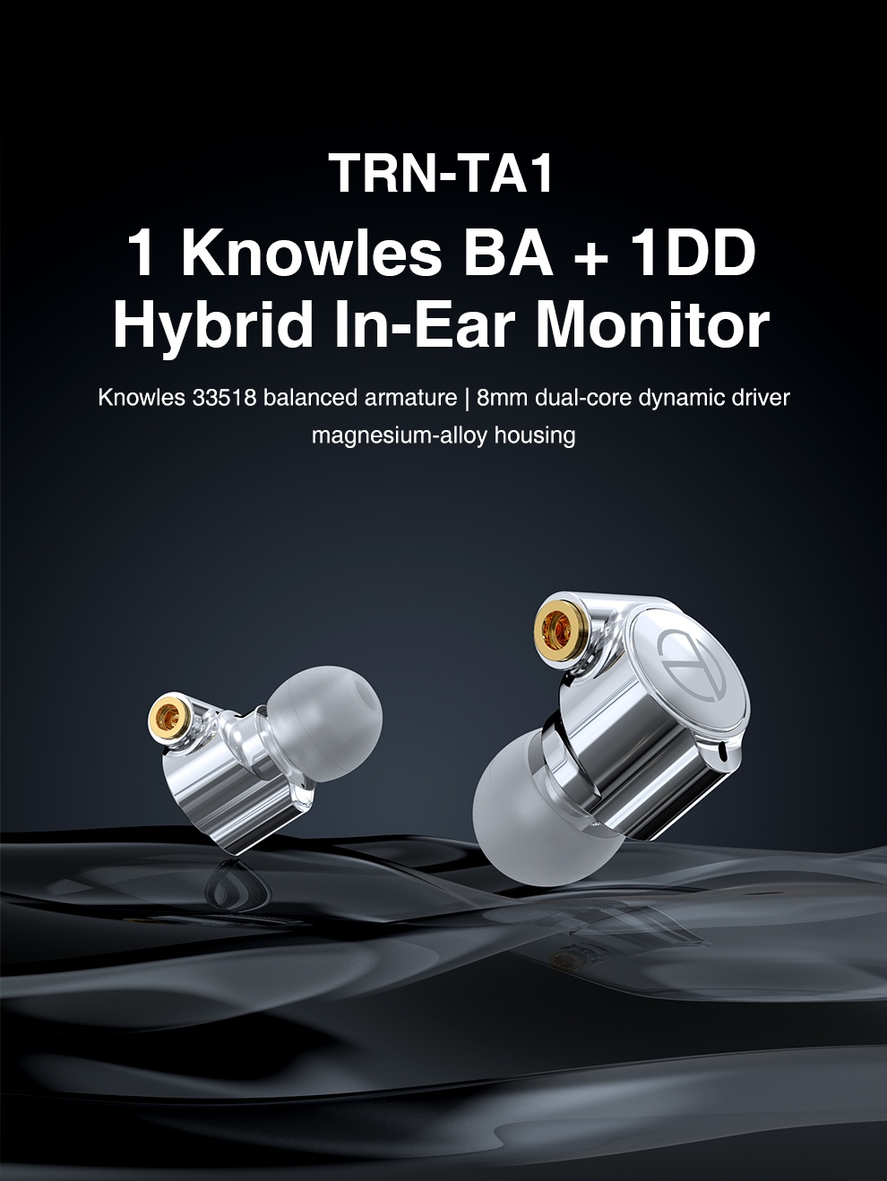 Trn TA1 หูฟังอินเอียร์ 1BA+1DD HIFI โลหะ พร้อมสายเคเบิลชุบเงิน MMCX ...
