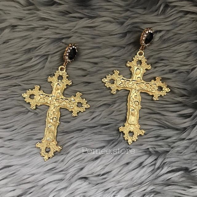 Pomee.store ต่างหูร๔ปกางเขน ขนาดใหญ่ | Shopee Thailand