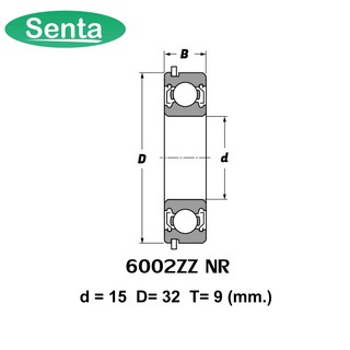 6002ZZNR ตลับลูกปืนเม็ดกลมร่องลึก มีร่องพร้อมแหวน ฝาเหล็ก 2 ข้าง ( Deep ...