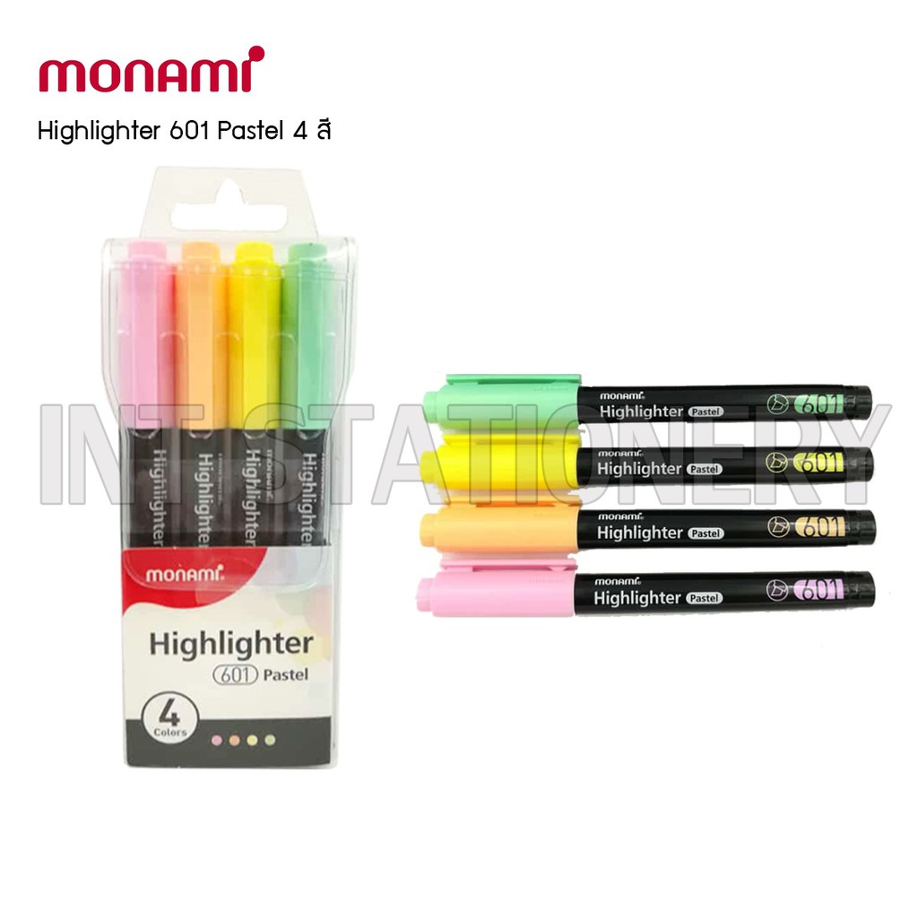ปากกาเน้นข้อความ ไฮไลท์ โมนามิ Monami Highlighter Pastel 601, Jumbo ชุด ...