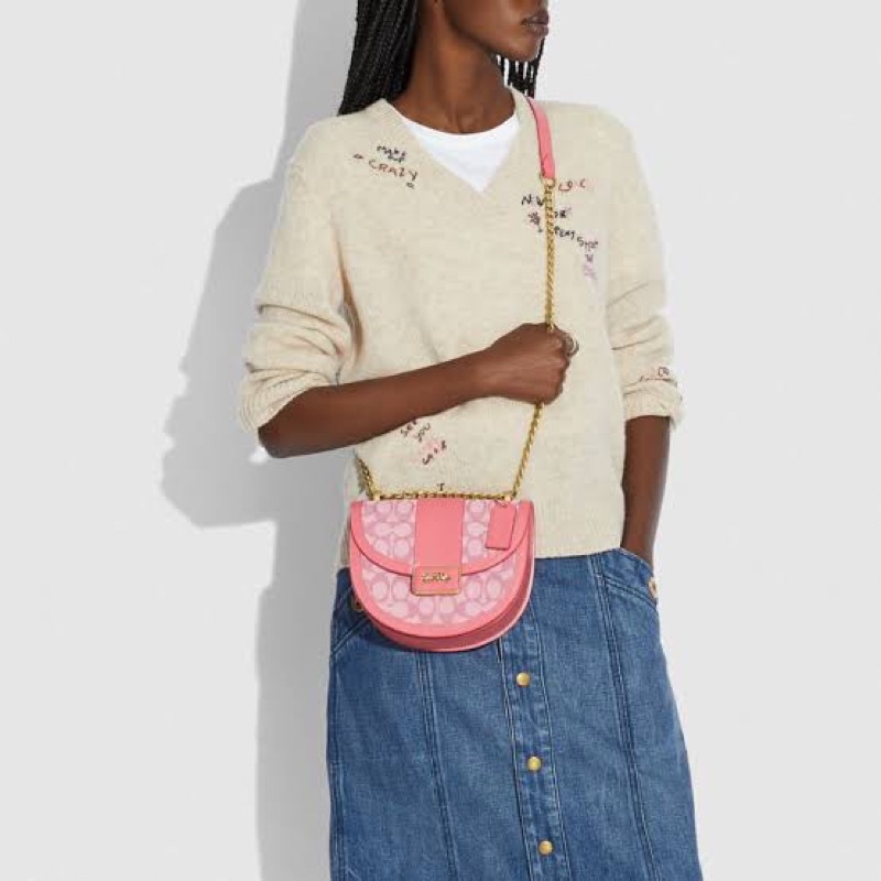 COACH C3464 ALIE SADDLE BAG IN SIGNATURE JACQUARD | Shopee Thailand