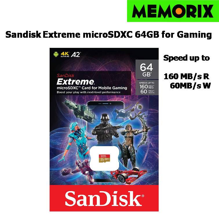SanDisk Extreme microSDXC 64GB UHS-I A2 อ่าน 160MB/s เขียน 60MB/s ...