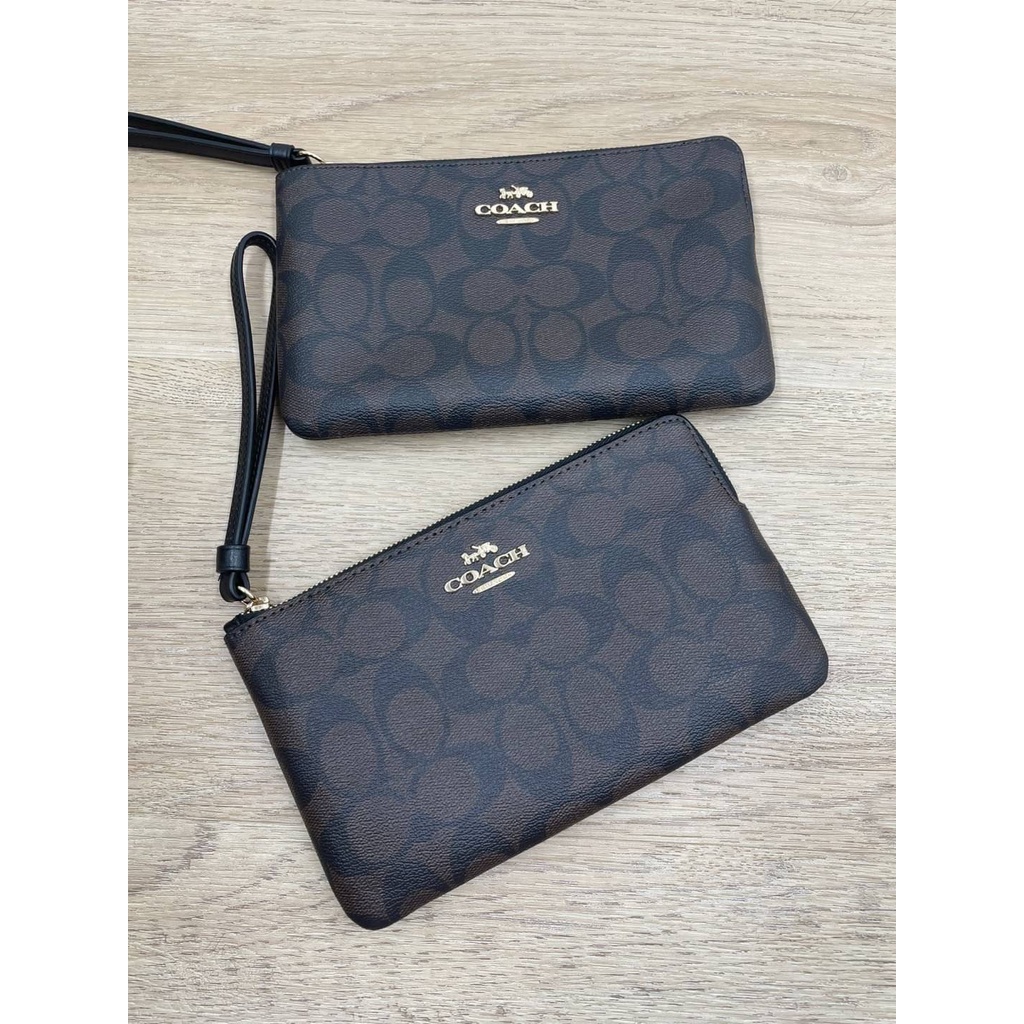 💚แท้💯 พร้อมส่ง💚คล้องมือ COACH 6648 LARGE CORNER ZIP WRISTLET IN ...