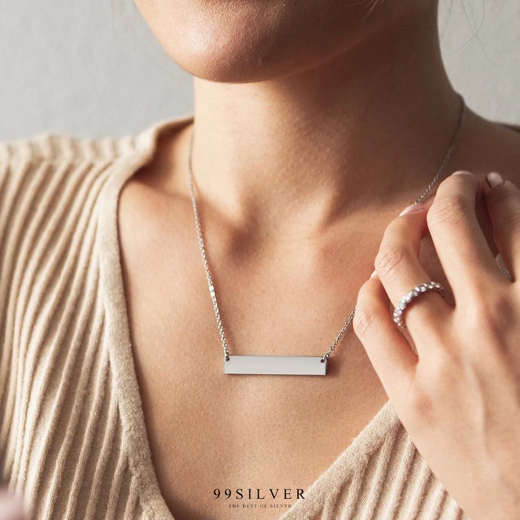 สร้อยคอพร้อมป้ายชื่อสแตนเลสแท้ สามารถสลักอักษรได้ตามต้องการ ขนาด 40x7 ...