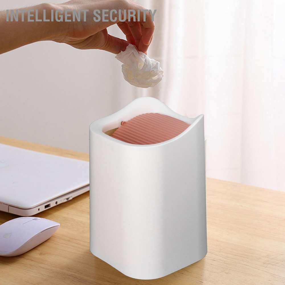 Intelligent Security Desktop Trash Can Cute White Mini Plastic Storage ...