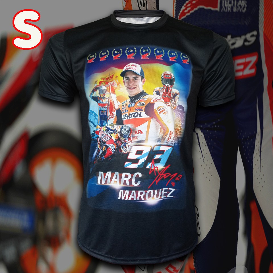 เสื้อยืด คอกลม T-shirt MotoGP เสื้อโมโตจีพี Marc Márquez สำหรับแฟนคลับ ...