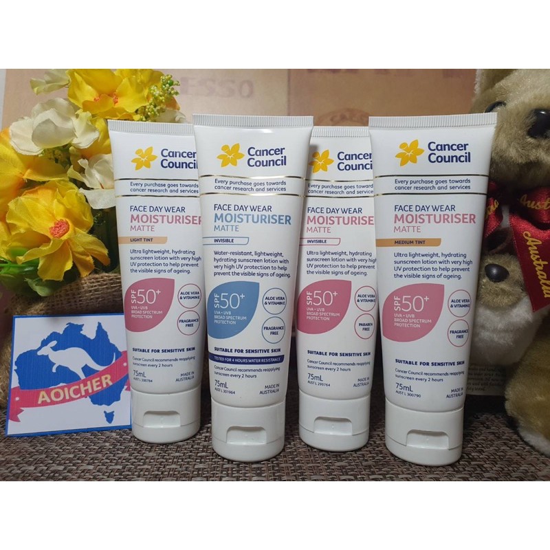 พร้อมส่ง ครีมกันแดด Cancer Council Australia Face Day Wear Moisturiser Matte SPF 50+ UVA UVB 75 ...