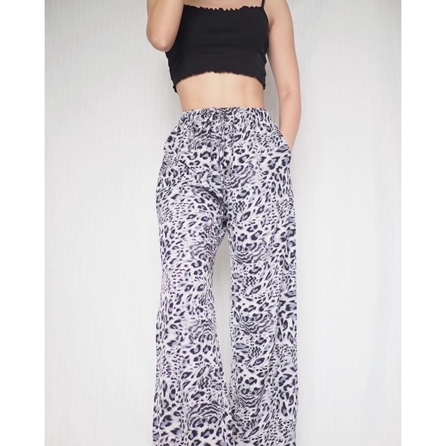 MI185 กางเกงขายาวผ้าไหมอิตาลี ทรงกระบอกเอวสุง | Shopee Thailand