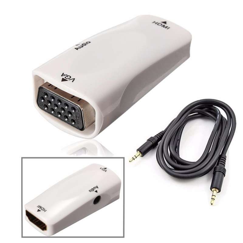 1080p HDMI Female to VGA Female Video Converter Adapter With 3.5mm ...