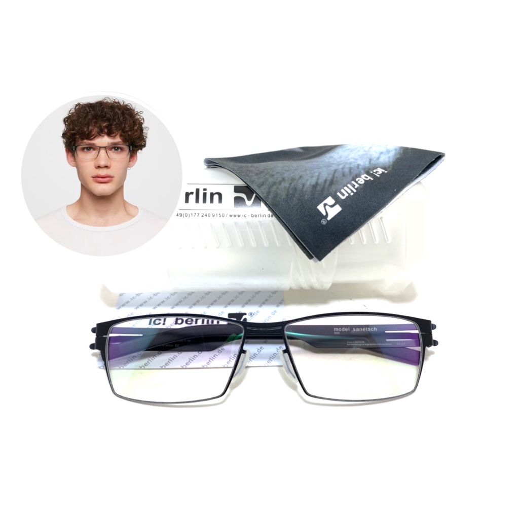 แว่นสายตา ic berlin sanetsch black ขนาด 57-17 mm. น้ำหนักเบาพิเศษ ขา ...