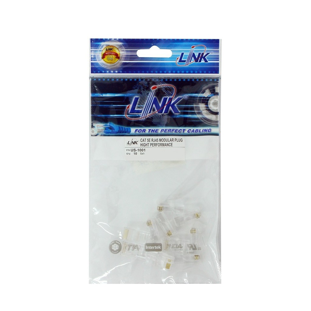 LINK US-1001 CAT 5E RJ45 PLUG High Performance ตัวผู้ 10 ตัว | Shopee ...