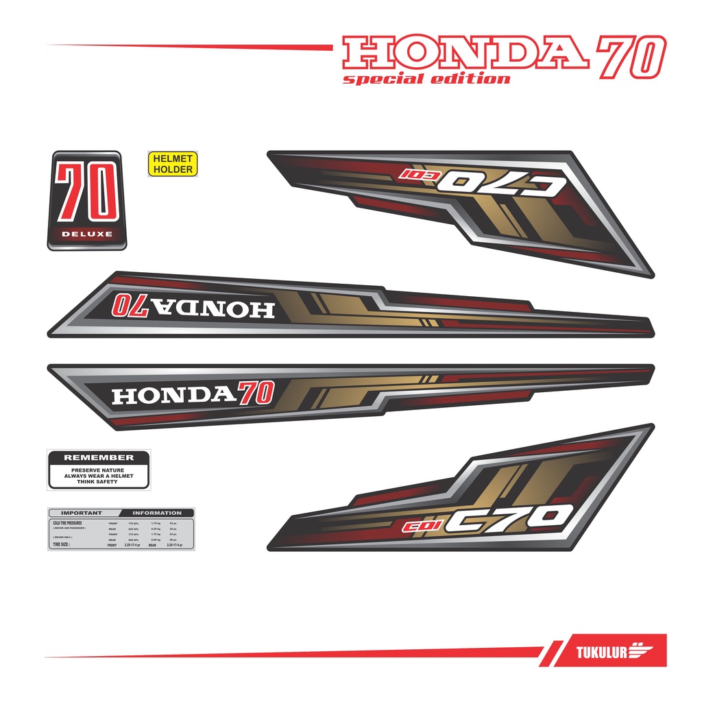 สติกเกอร์ HONDA C70 STRIPING DECAL C70 RACING SPECIAL EDITION 1 ...
